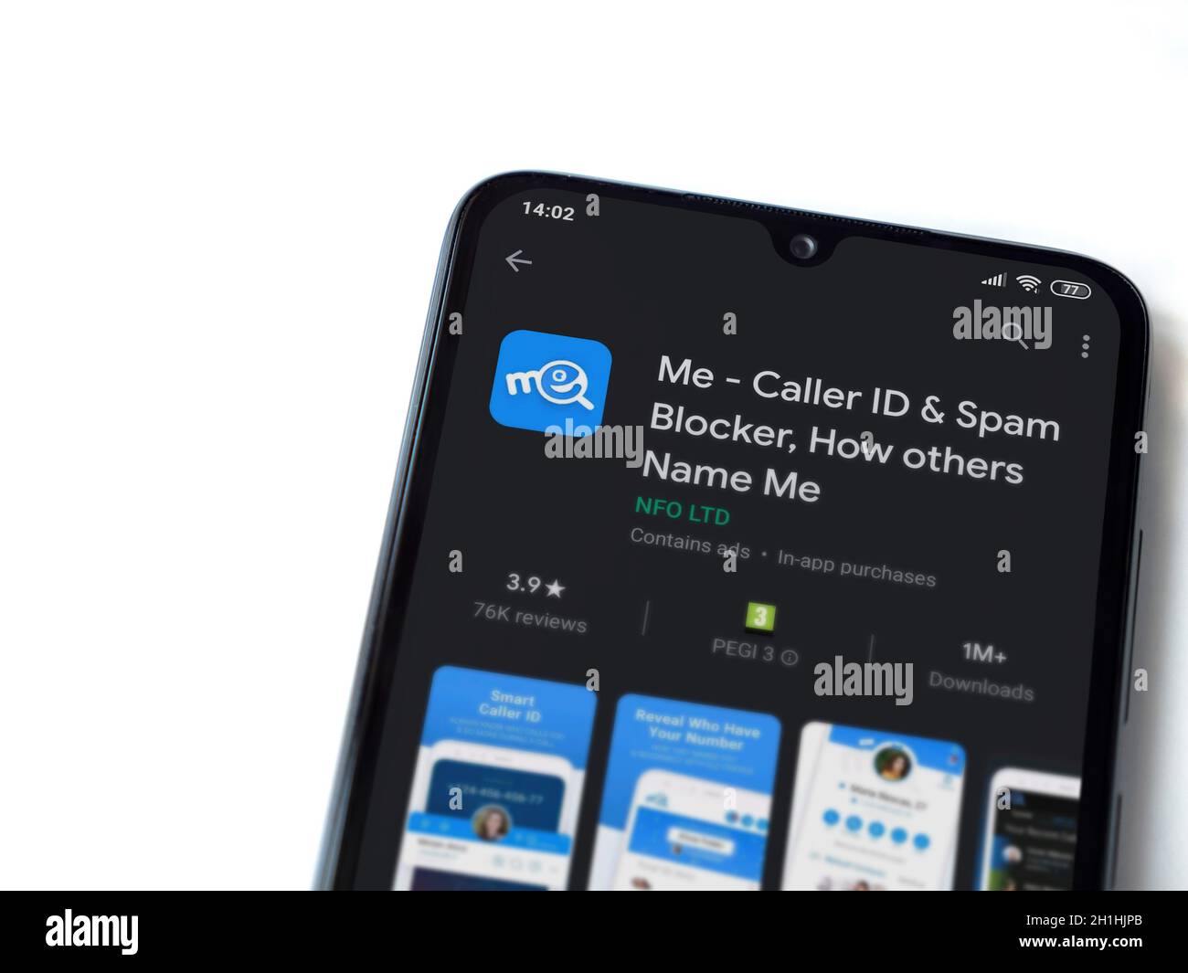 Lod, Israel - July 8, 2020: Me app play store page on the display of a ...