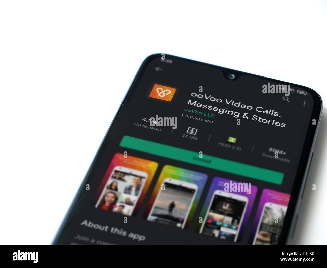 Lod, Israel - July 8, 2020: ooVoo app play store page on the display of ...