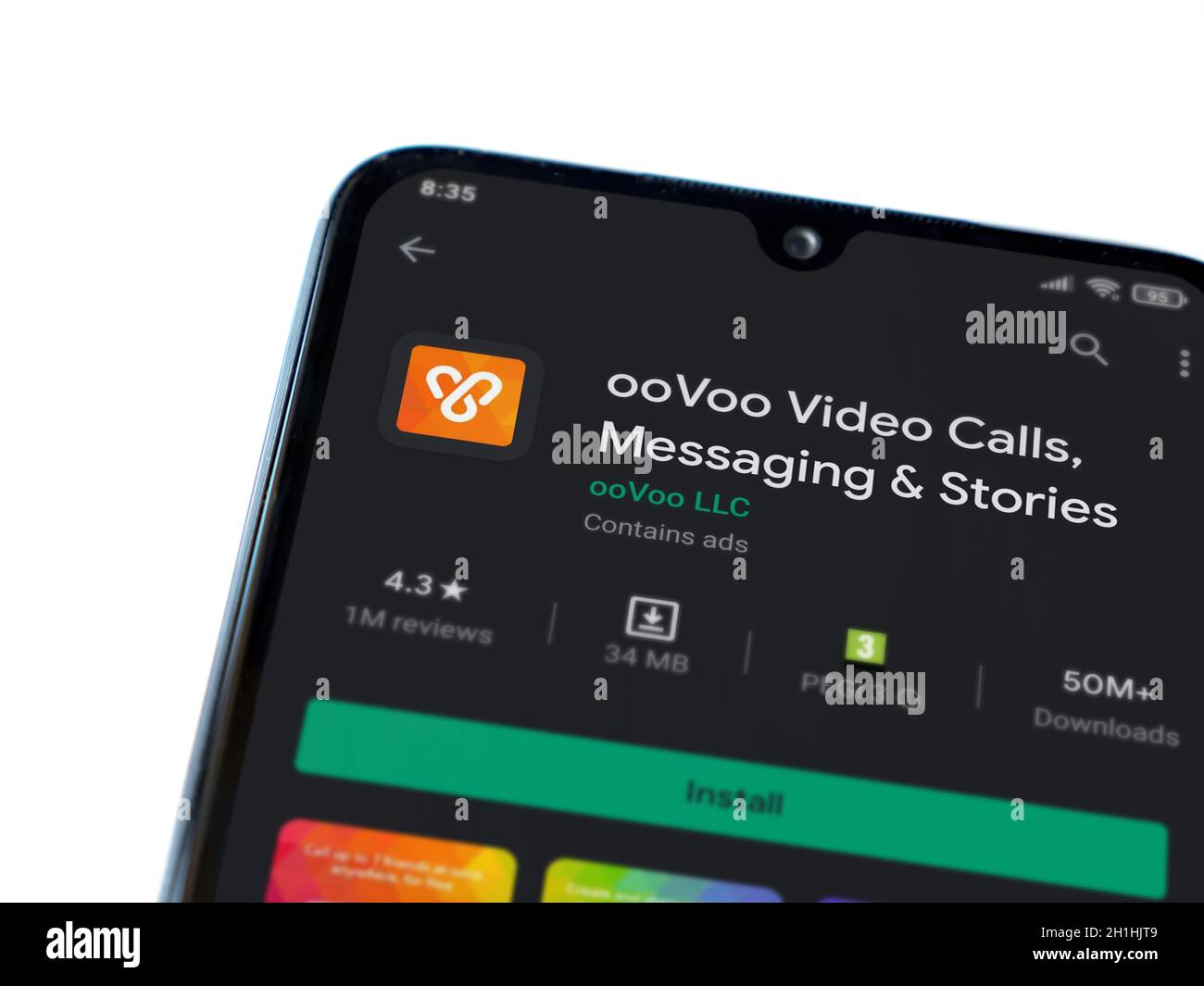 Lod, Israel - July 8, 2020: ooVoo app play store page on the display of ...