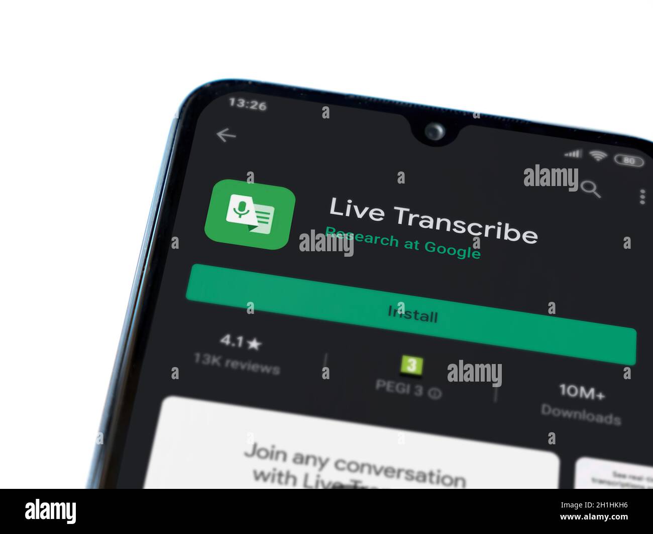 Lod, Israel - July 8, 2020: Live Transcribe app play store page on the ...