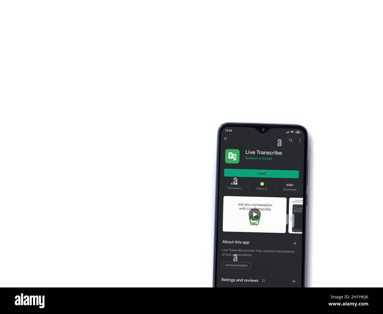 Lod, Israel - July 8, 2020: Live Transcribe app play store page on the ...