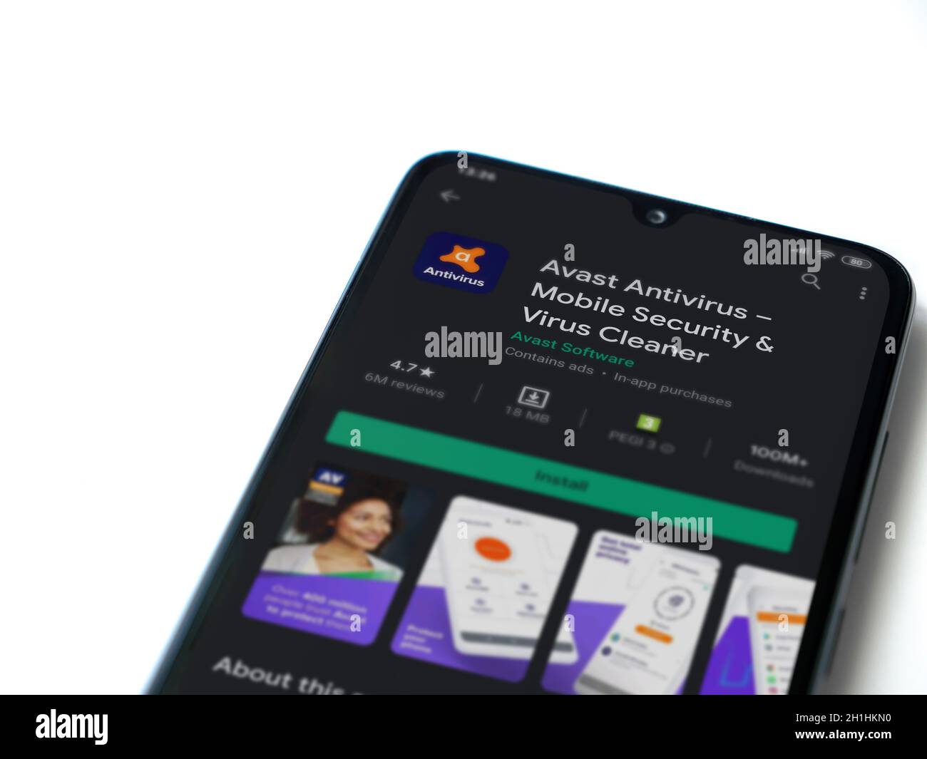 Lod, Israel - July 8, 2020: Avast Antivirus app play store page on the ...