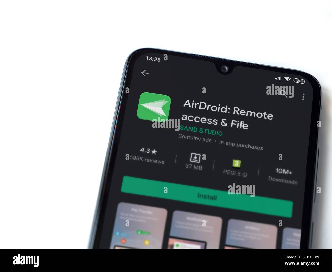 Lod, Israel - July 8, 2020: AirDroid app play store page on the display ...