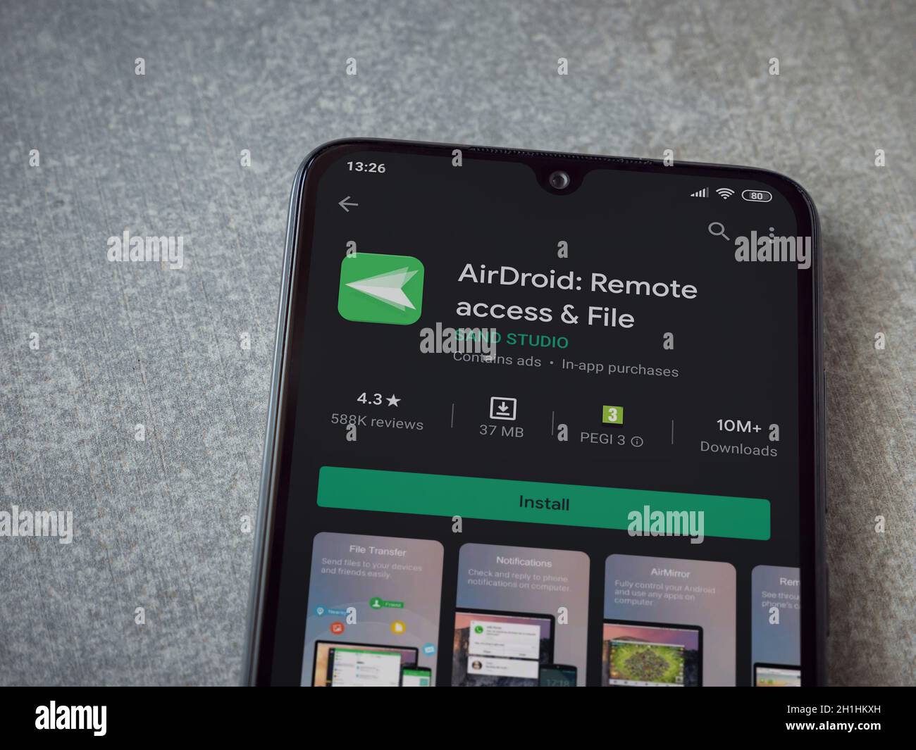 Lod, Israel - July 8, 2020: AirDroid app play store page on the display ...