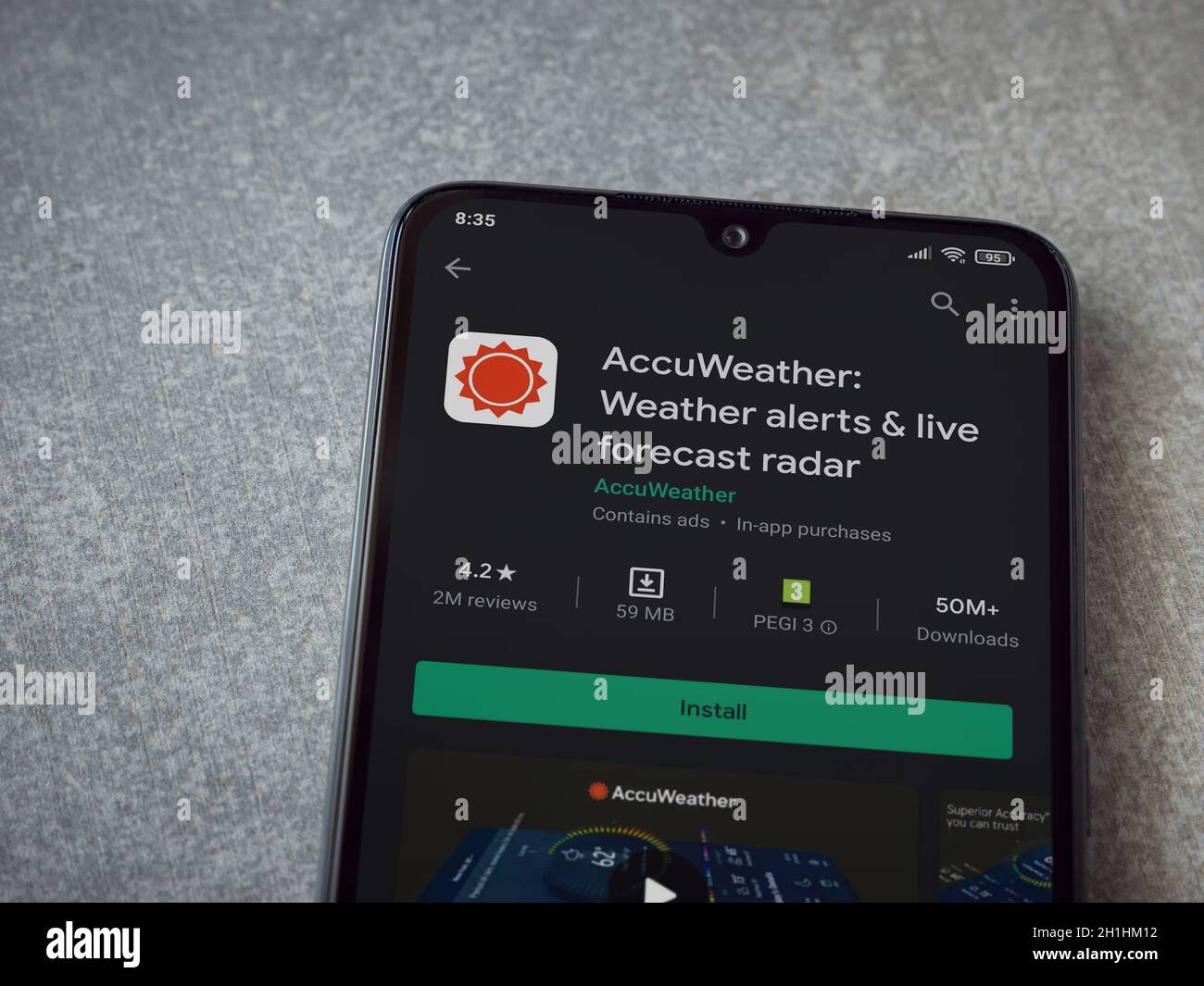 Lod, Israel - July 8, 2020: AccuWeather app play store page on the ...