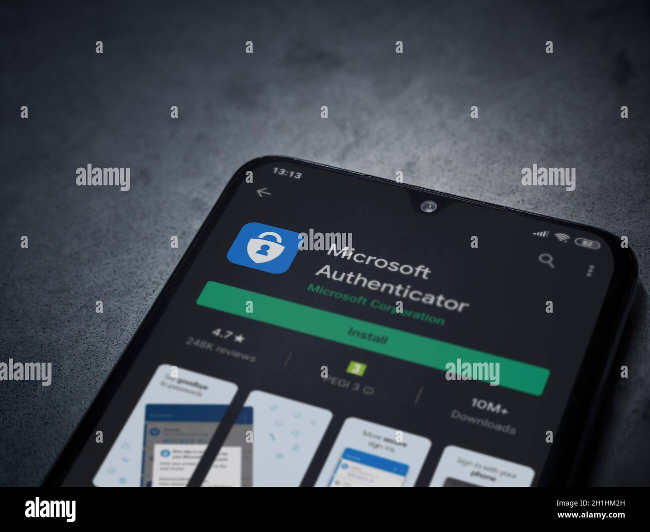 Lod, Israel - July 8, 2020: Microsoft Authenticator app play store page ...