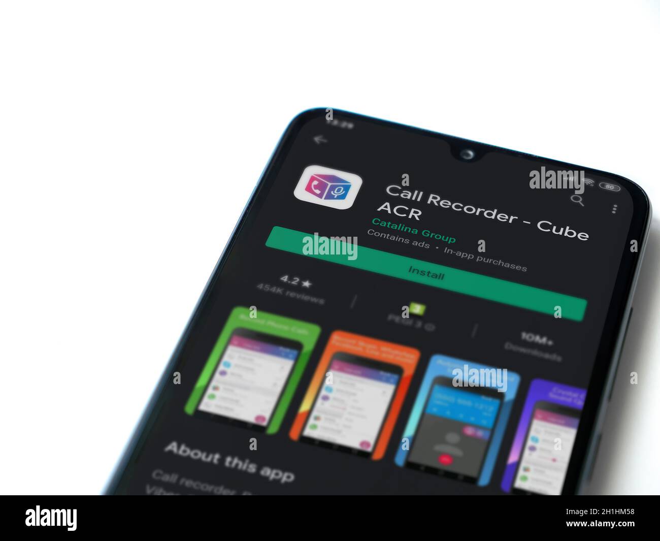Lod, Israel - July 8, 2020: Cube ACR app play store page on the display ...