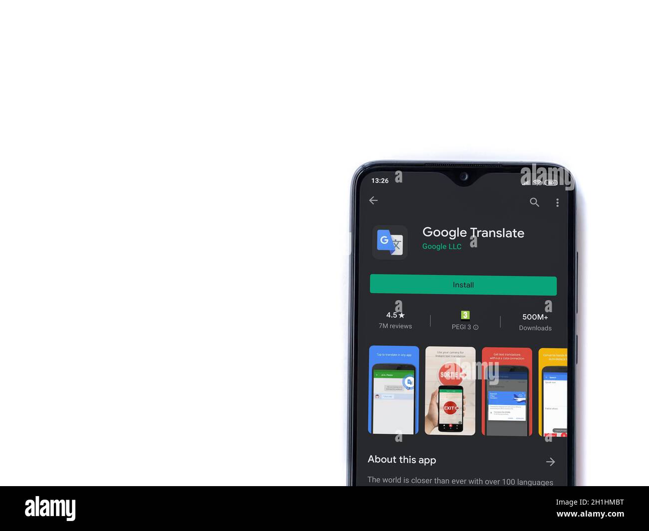 Lod, Israel - July 8, 2020: Google Translate app play store page on the ...