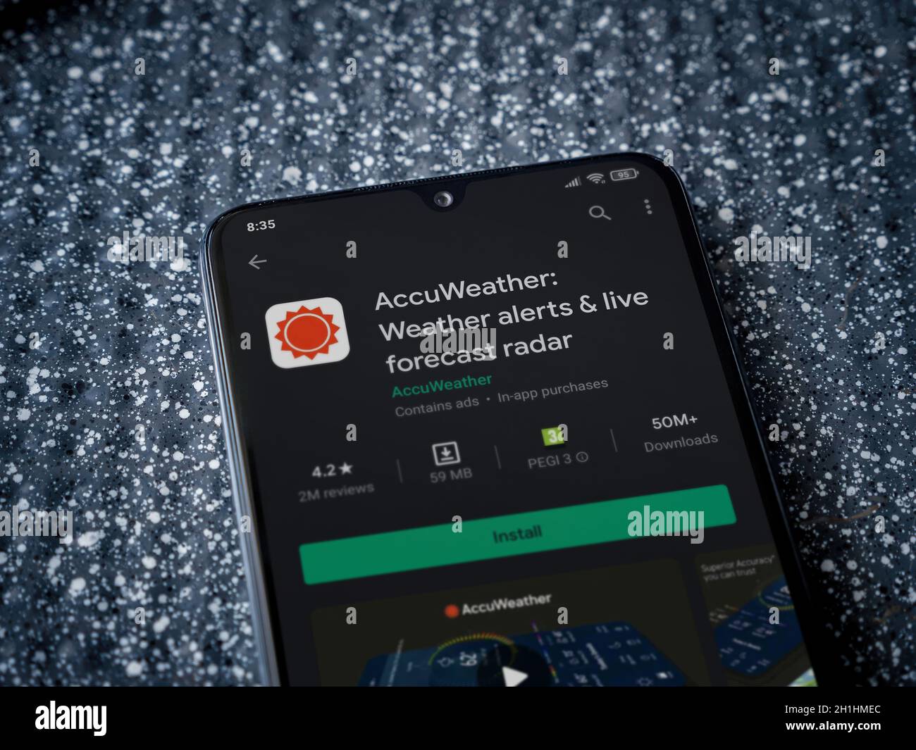 Lod, Israel - July 8, 2020: AccuWeather app play store page on the ...