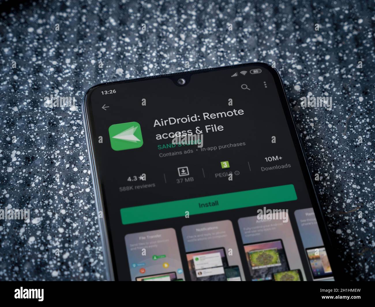 Lod, Israel - July 8, 2020: AirDroid app play store page on the display ...