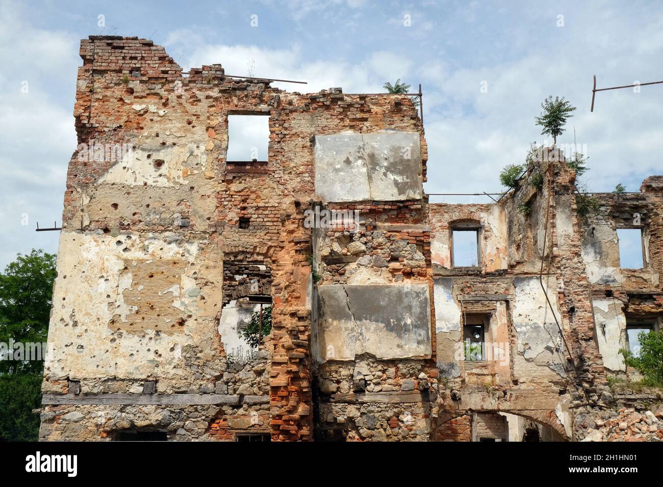 Destroyed house, open air museum of the Croatian War of Independence ...