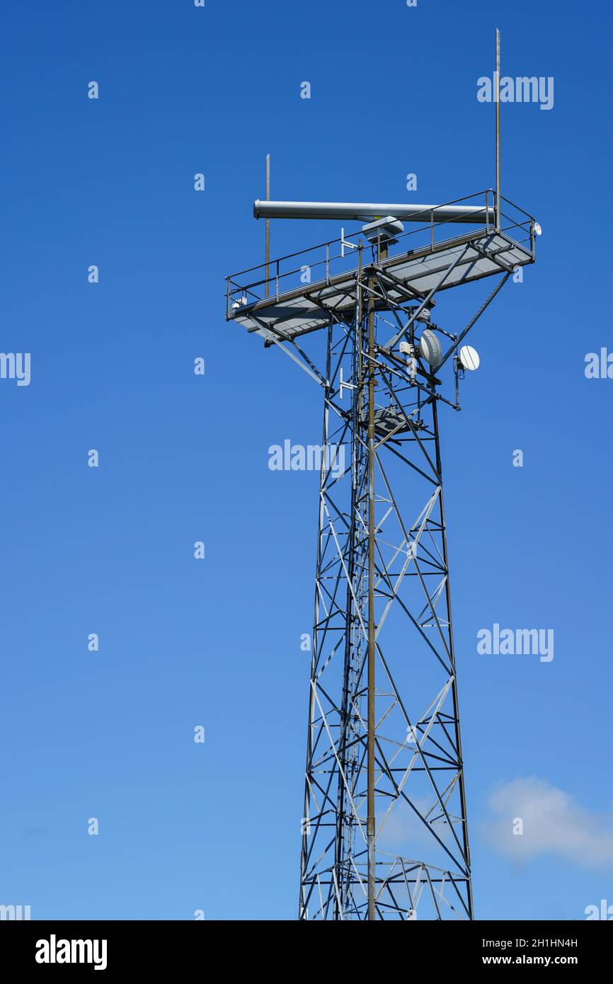tower with coastal surveillance radar system and various communication ...