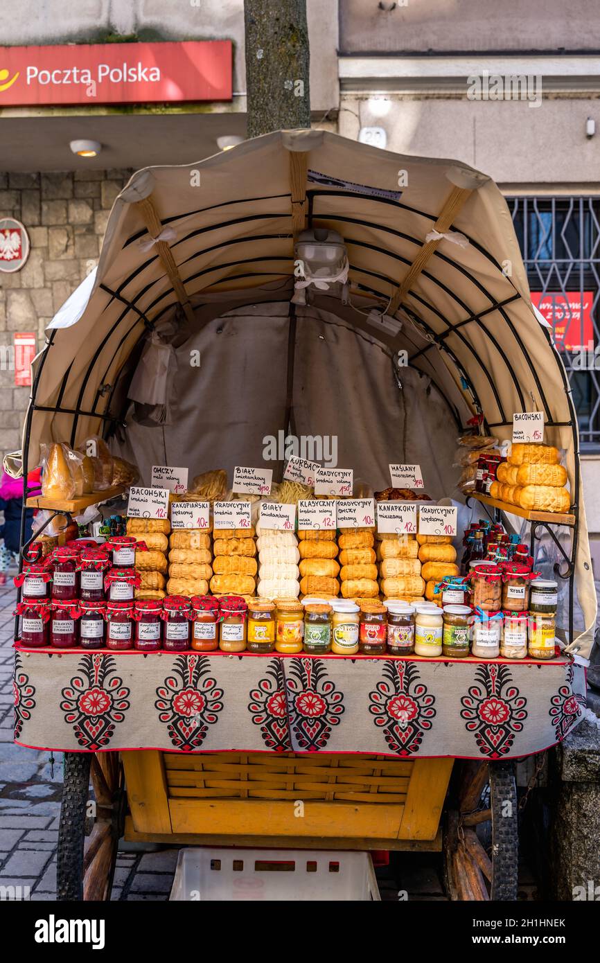 Zakopane, Poland, March 2019 Traditional carriage with homemade ...