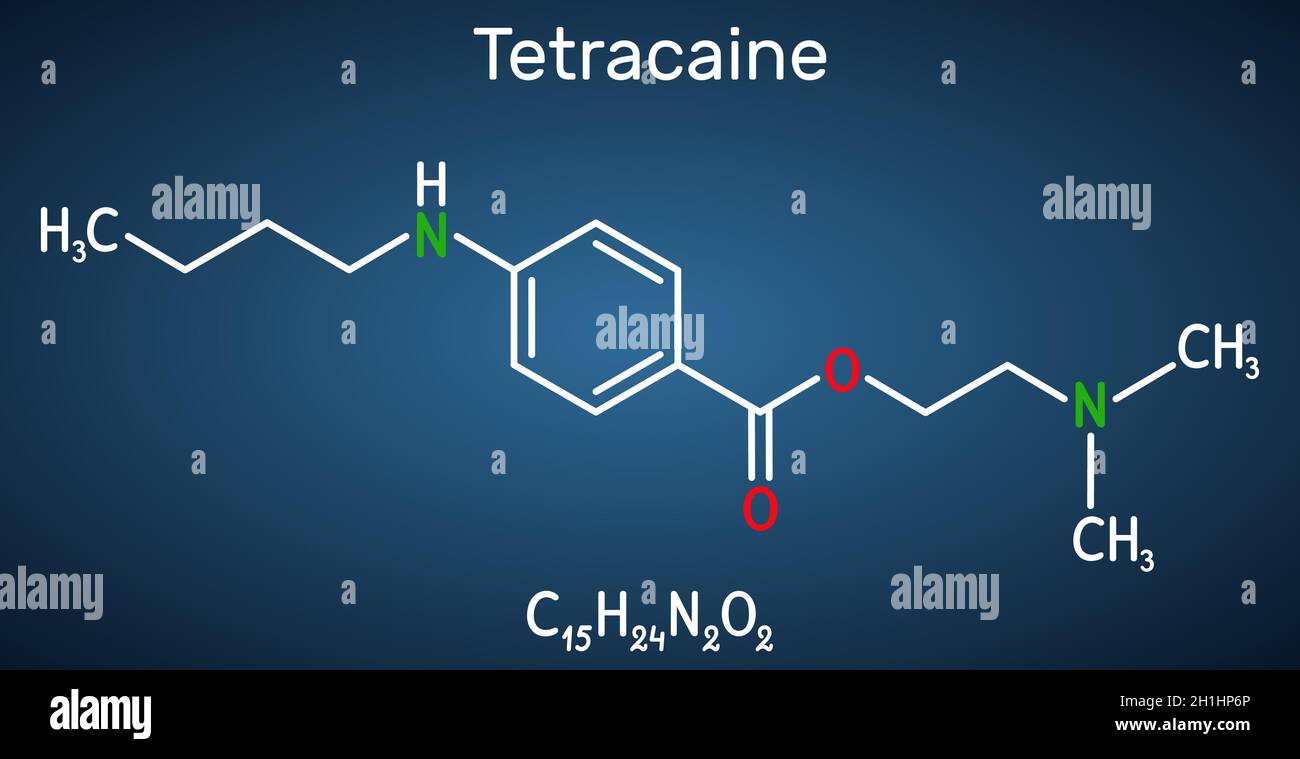 Tetracaine, amethocaine molecule. It is local anesthetic widely used in ...