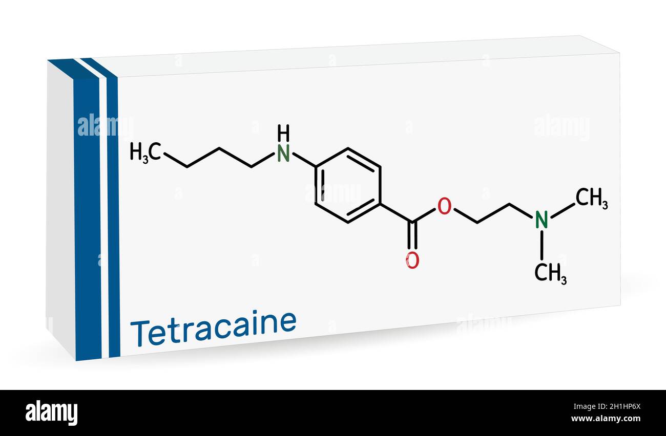 Tetracaine, amethocaine molecule. It is local anesthetic widely used in ...