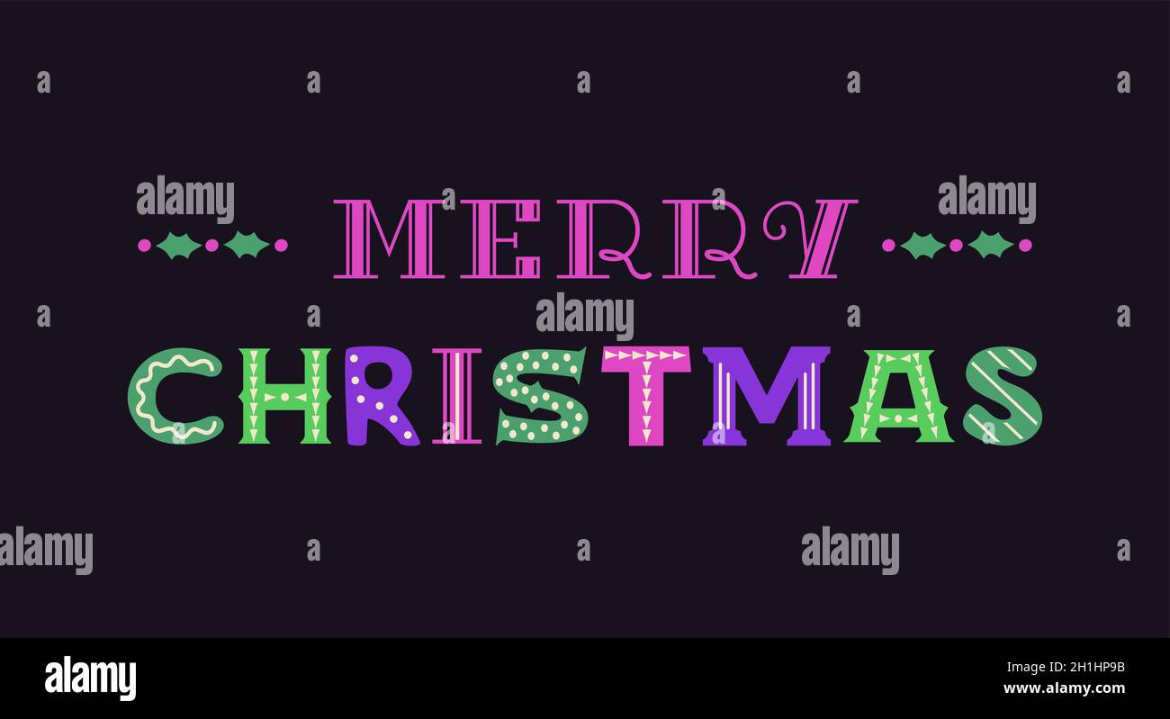 Calligraphy lettering merry bright Stock Vector Images - Alamy