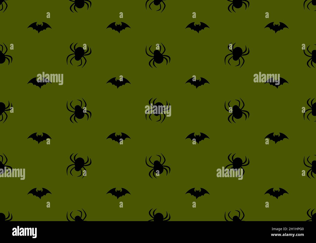 Seamless pattern with spiders and bats on green background. Halloween ...