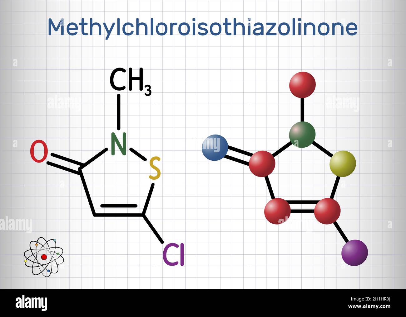 Methylchloroisothiazolinone, MCI molecule. It is Isothiazolinone ...