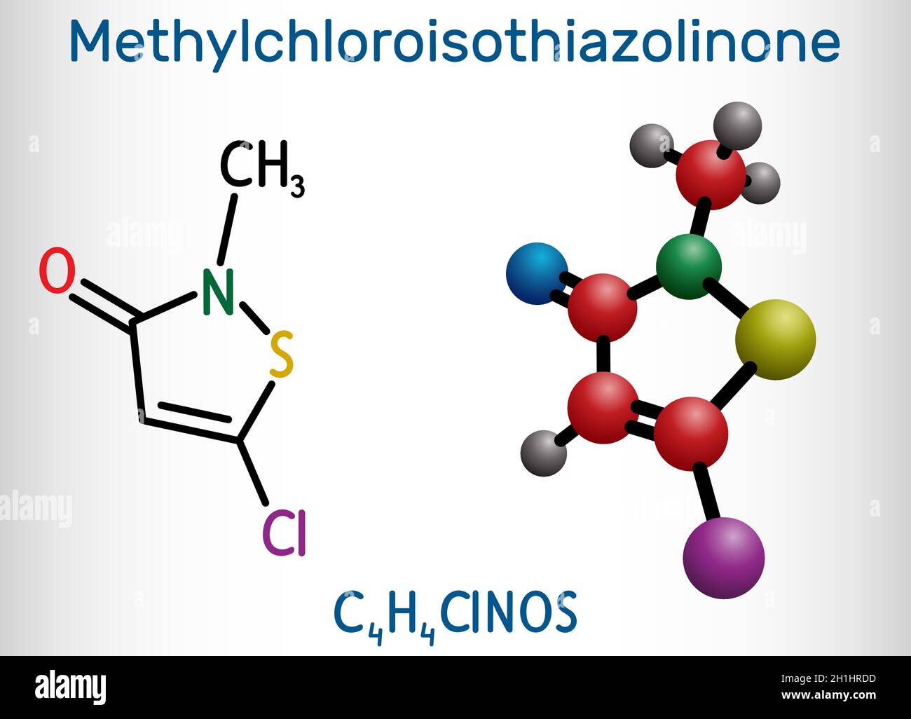 Methylchloroisothiazolinone, MCI molecule. It is Isothiazolinone ...