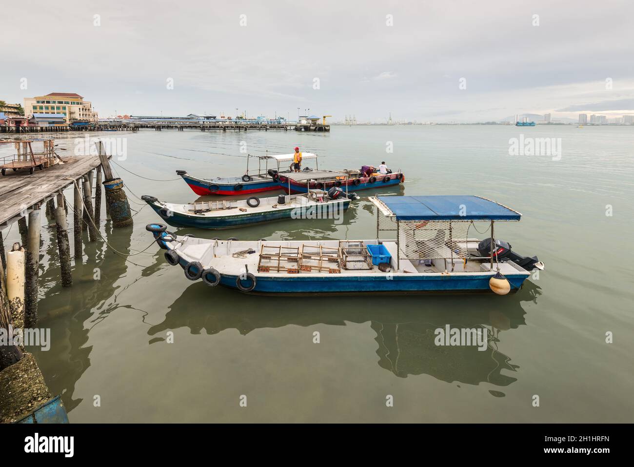George Town, Penang, Malaysia - December 1, 2019: Harbor view with ...