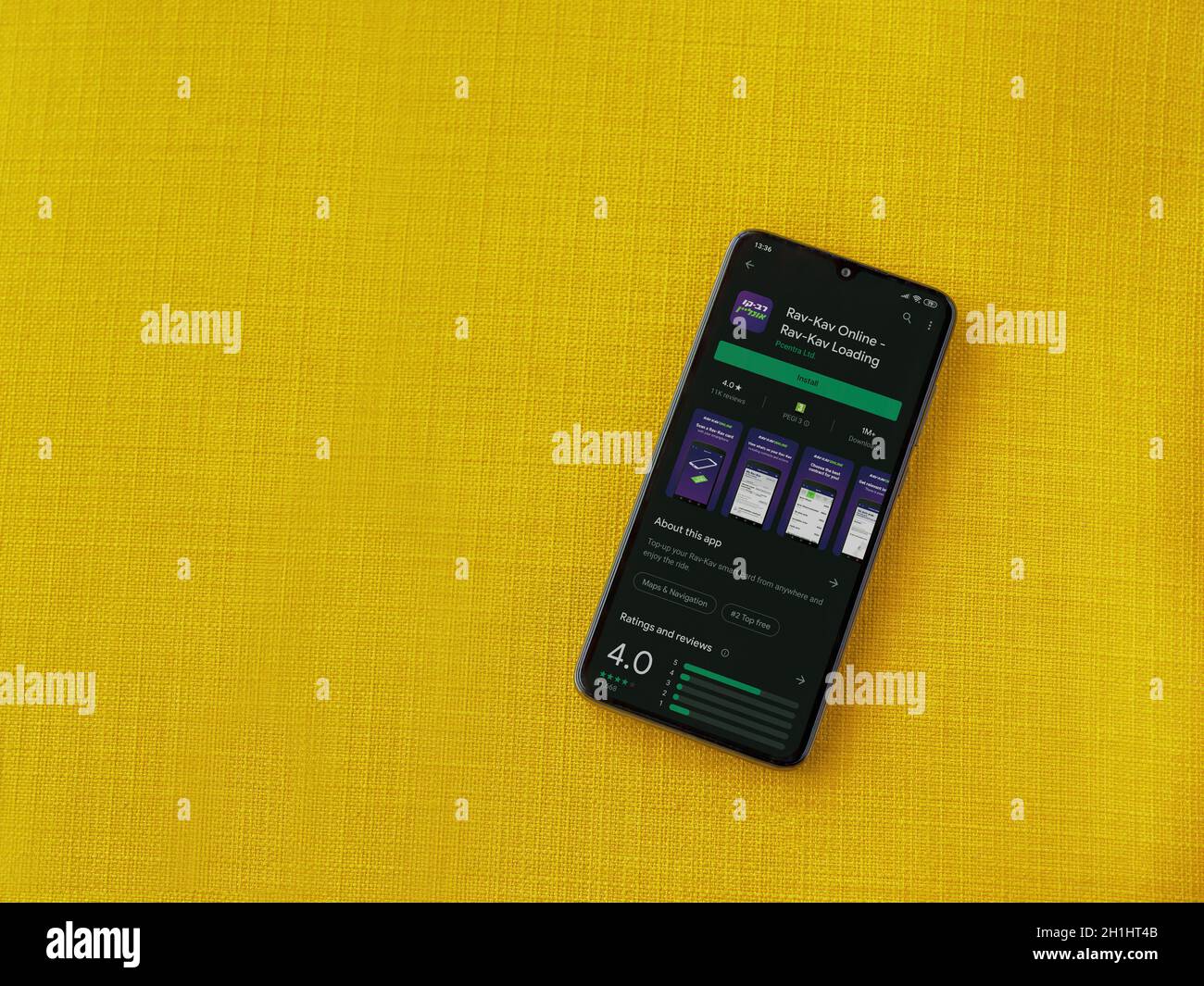 Lod, Israel - July 8, 2020: Rav Kav Online app play store page on the ...