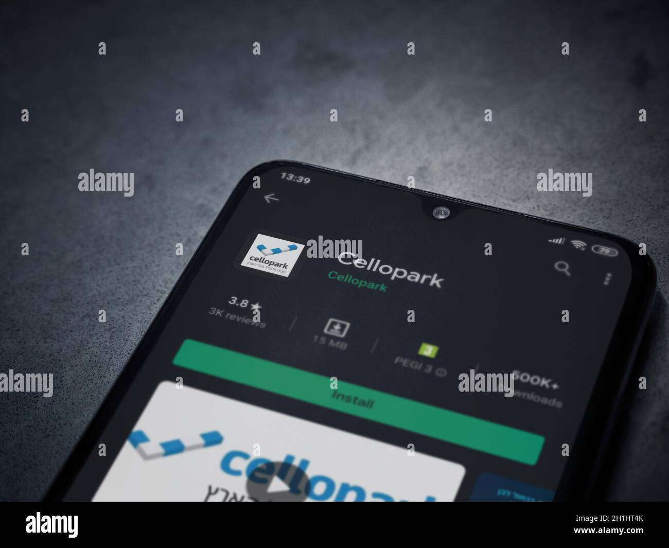 Lod, Israel - July 8, 2020: Cellopark app play store page on the ...
