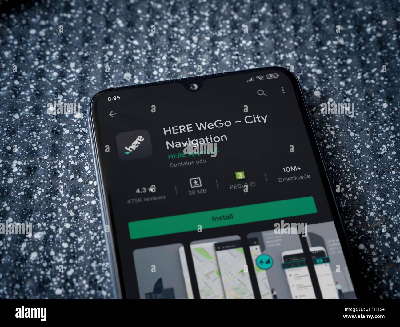 Lod, Israel - July 8, 2020: HERE WeGo app play store page on the ...