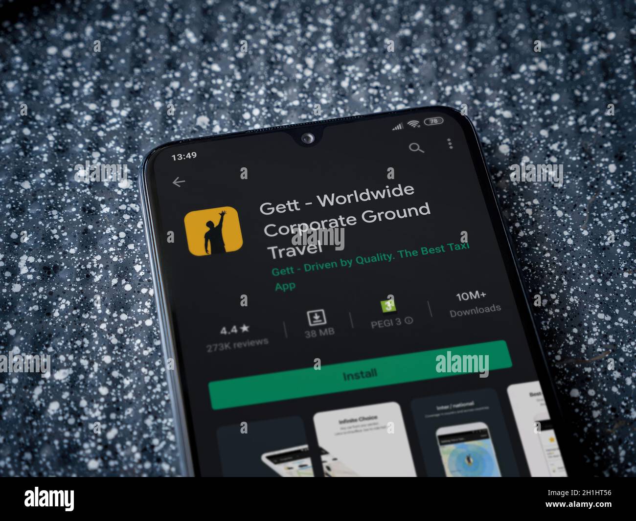 Lod, Israel - July 8, 2020: Gett app play store page on the display of ...
