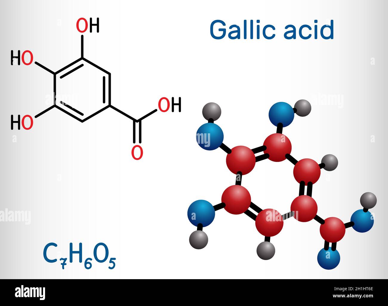 Gallic acid, trihydroxybenzoic acid molecule, is phenolic acid, found ...