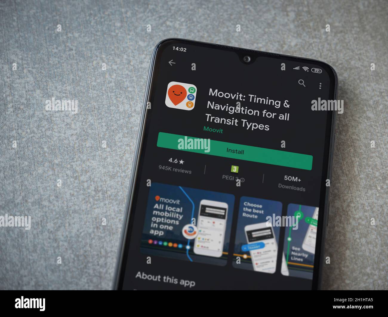 Lod, Israel - July 8, 2020: Moovit app play store page on the display ...