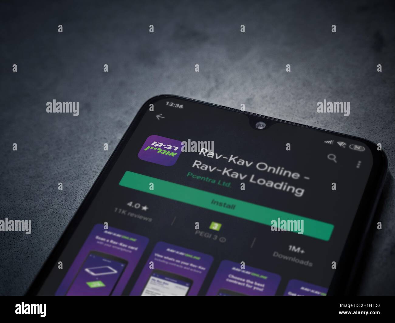 Lod, Israel - July 8, 2020: Rav Kav Online app play store page on the ...