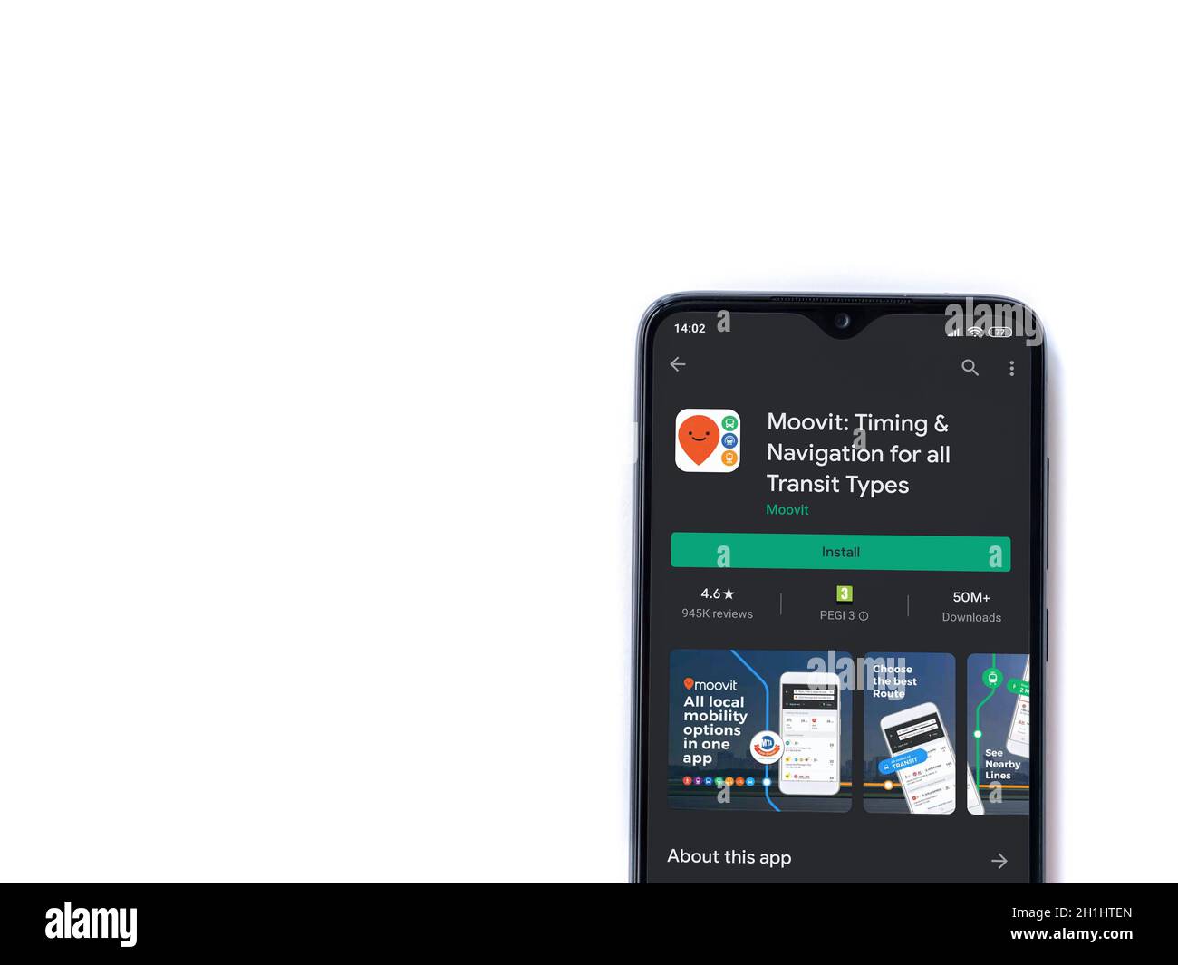 Lod, Israel - July 8, 2020: Moovit app play store page on the display ...