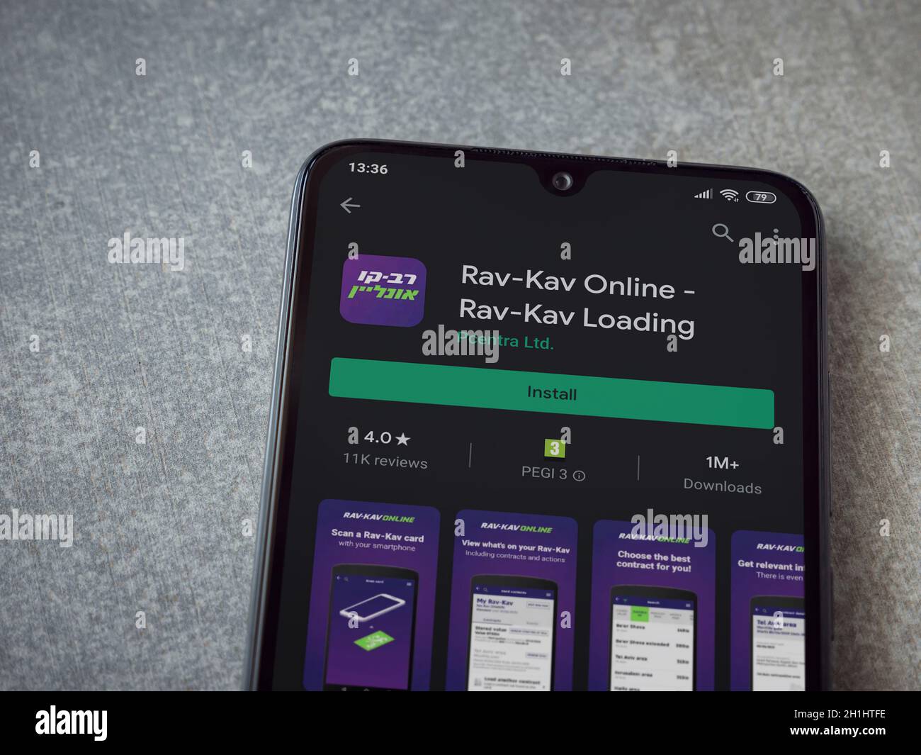 Lod, Israel - July 8, 2020: Rav Kav Online app play store page on the ...