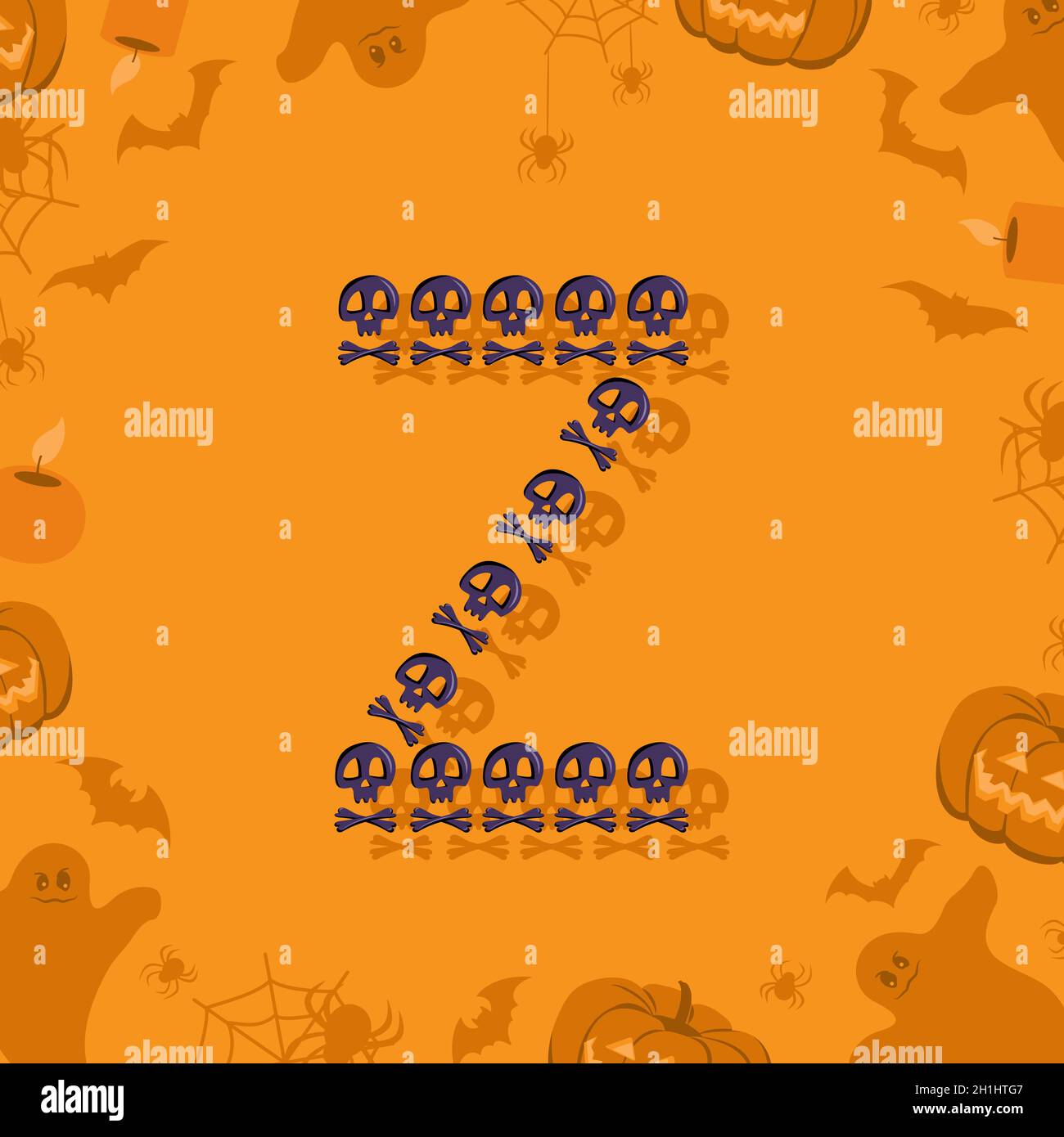 Halloween letter Z from skulls and crossbones for design. Festive font ...