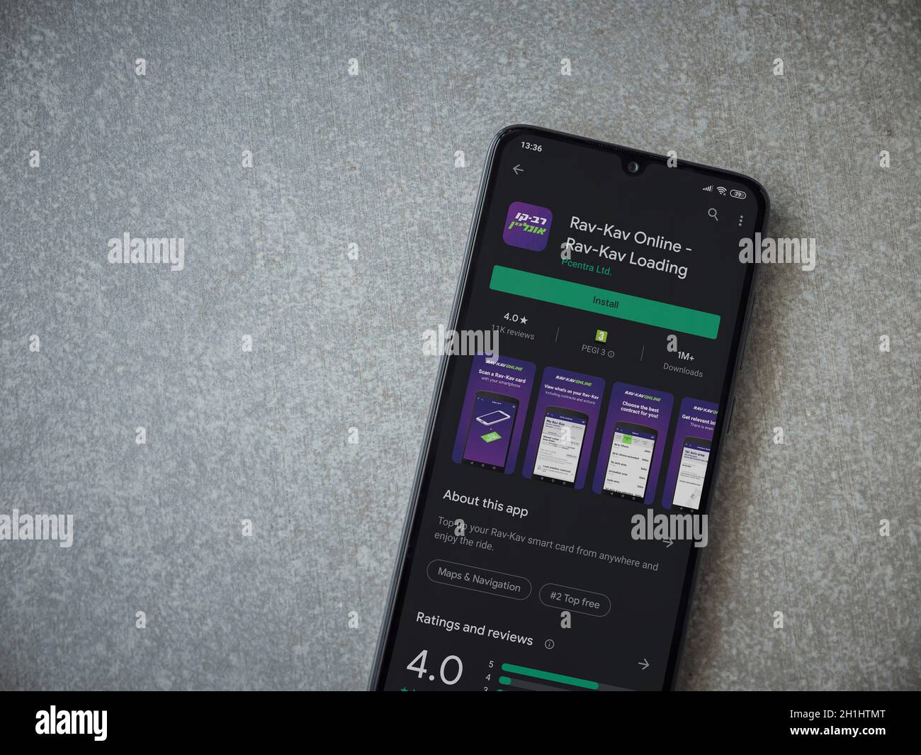Lod, Israel - July 8, 2020: Rav Kav Online app play store page on the ...