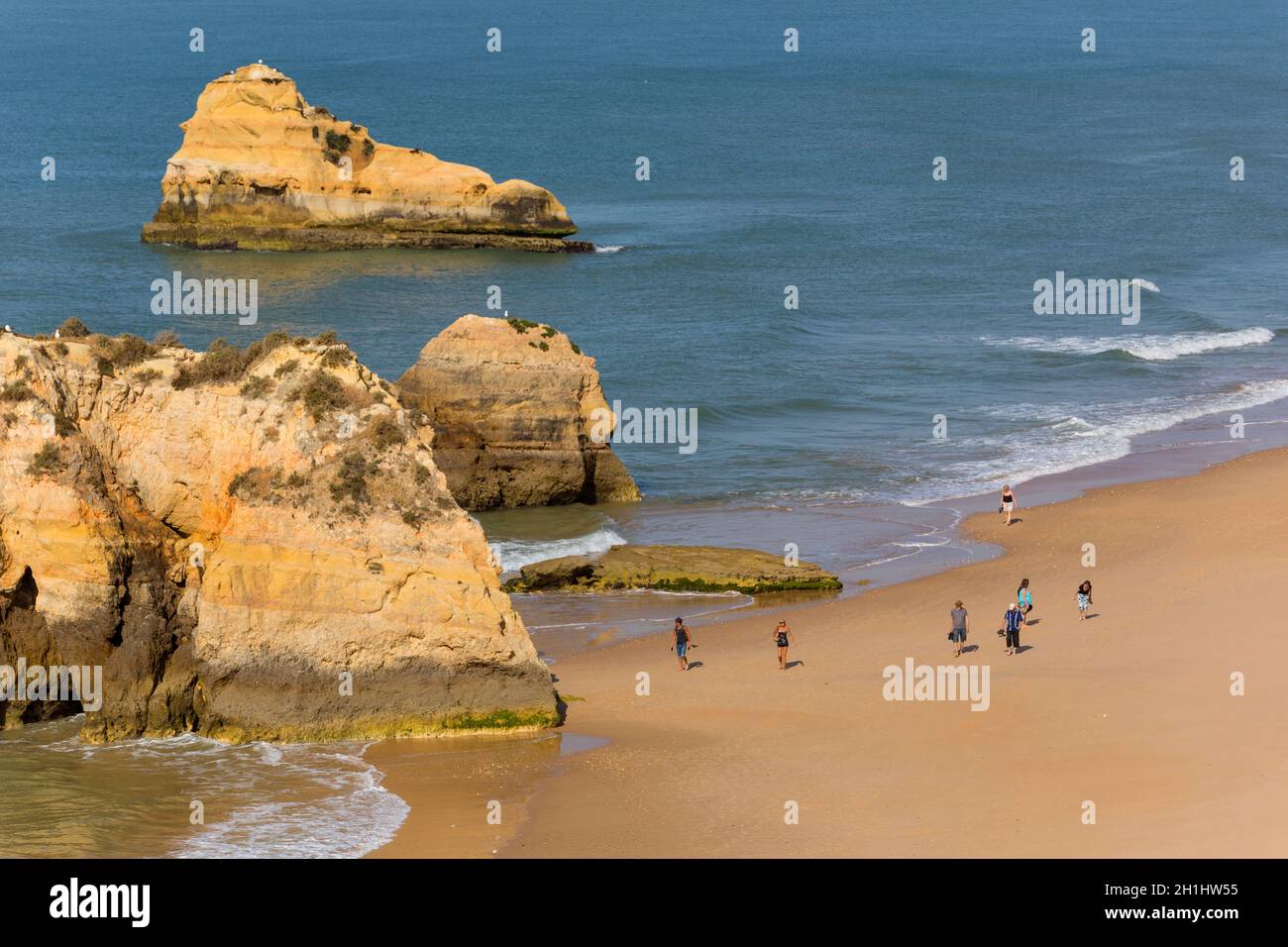 PRAIA DA ROCHA, PORTUGAL - APRIL 23, 2017: People at the famous beach ...