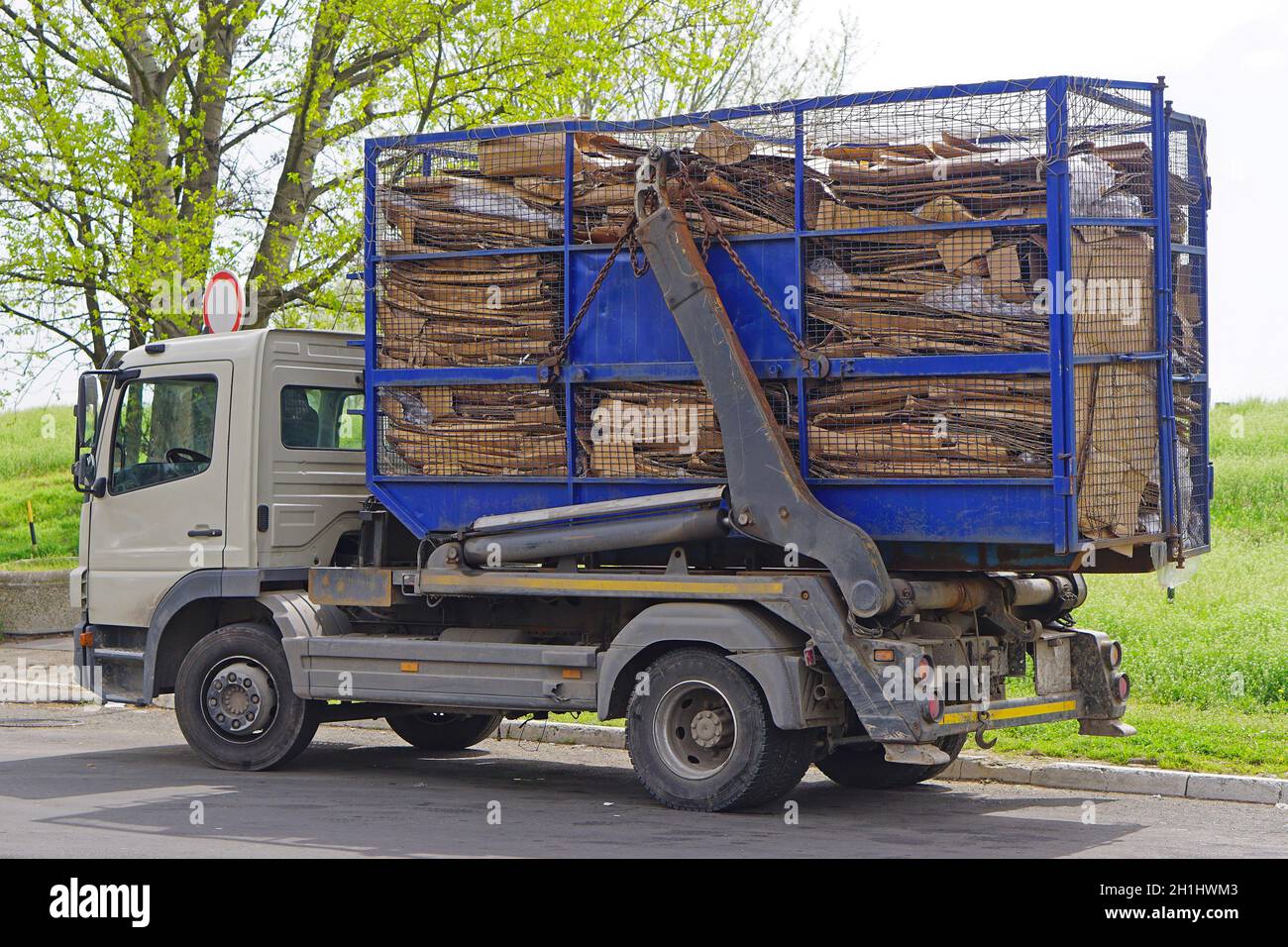 Truck loaded with cardboard paper material for recycling Stock Photo ...