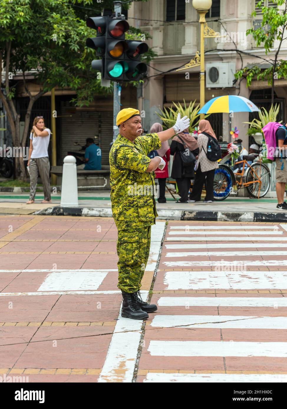 George Town, Penang, Malaysia - December 1, 2019: Street Traffic Warden ...