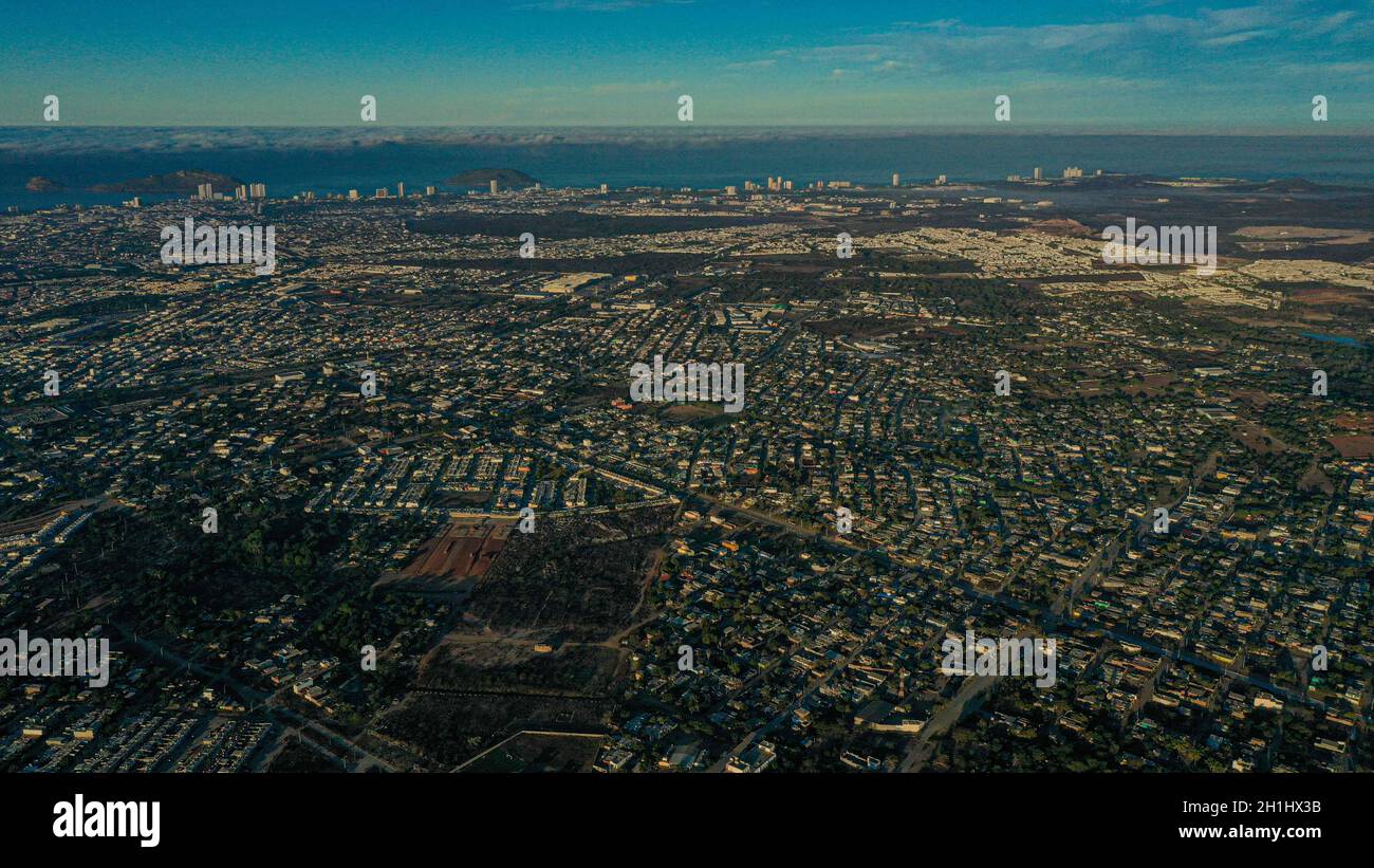Sunrise landscape of Mazatlan, Sinaloa, Mexico. Fog over the city of ...