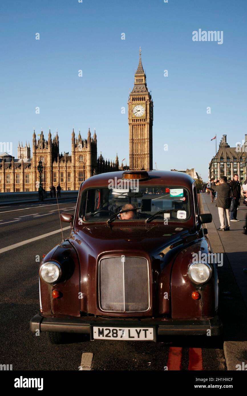 London, UK - October 27, 2012: London Taxi FX4, also called hackney ...