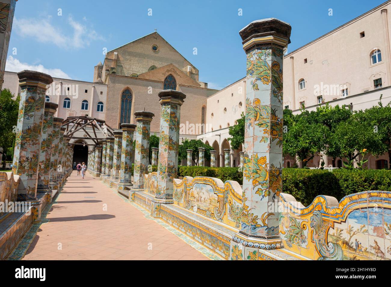 NAPLES, ITALY - AUGUST 1, 2018: Sunny cloister of the Clarisses ...