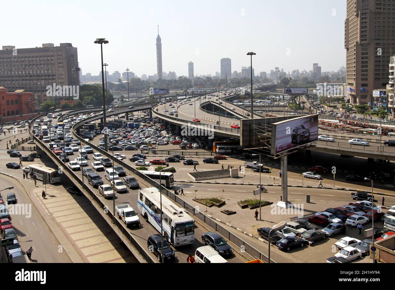 CAIRO, EGYPT - MARCH 03: Flyover at square in Cairo on MARCH 03, 2010 ...
