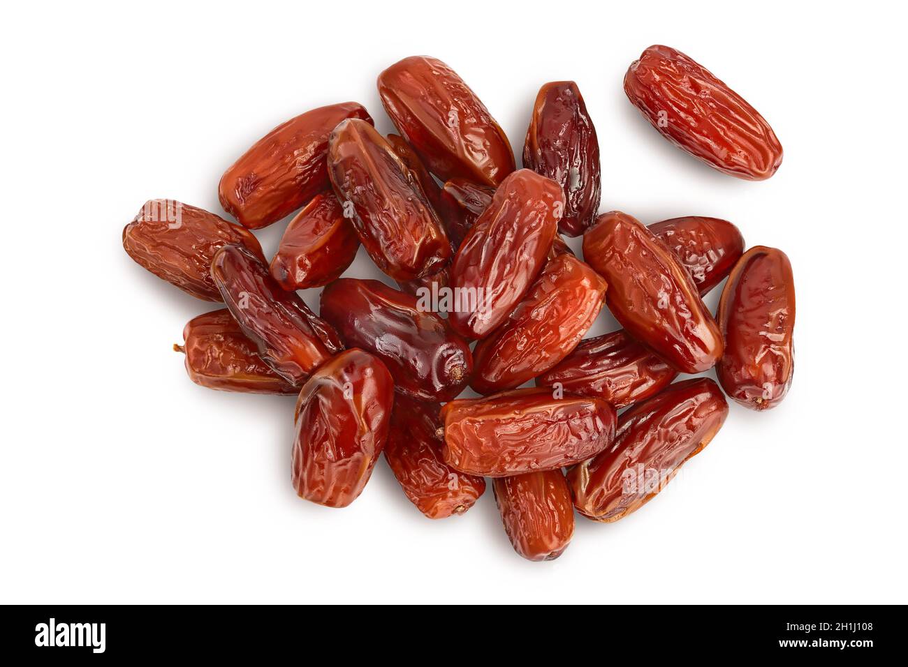 Dates isolated on white background with clipping path. Top view. Flat ...