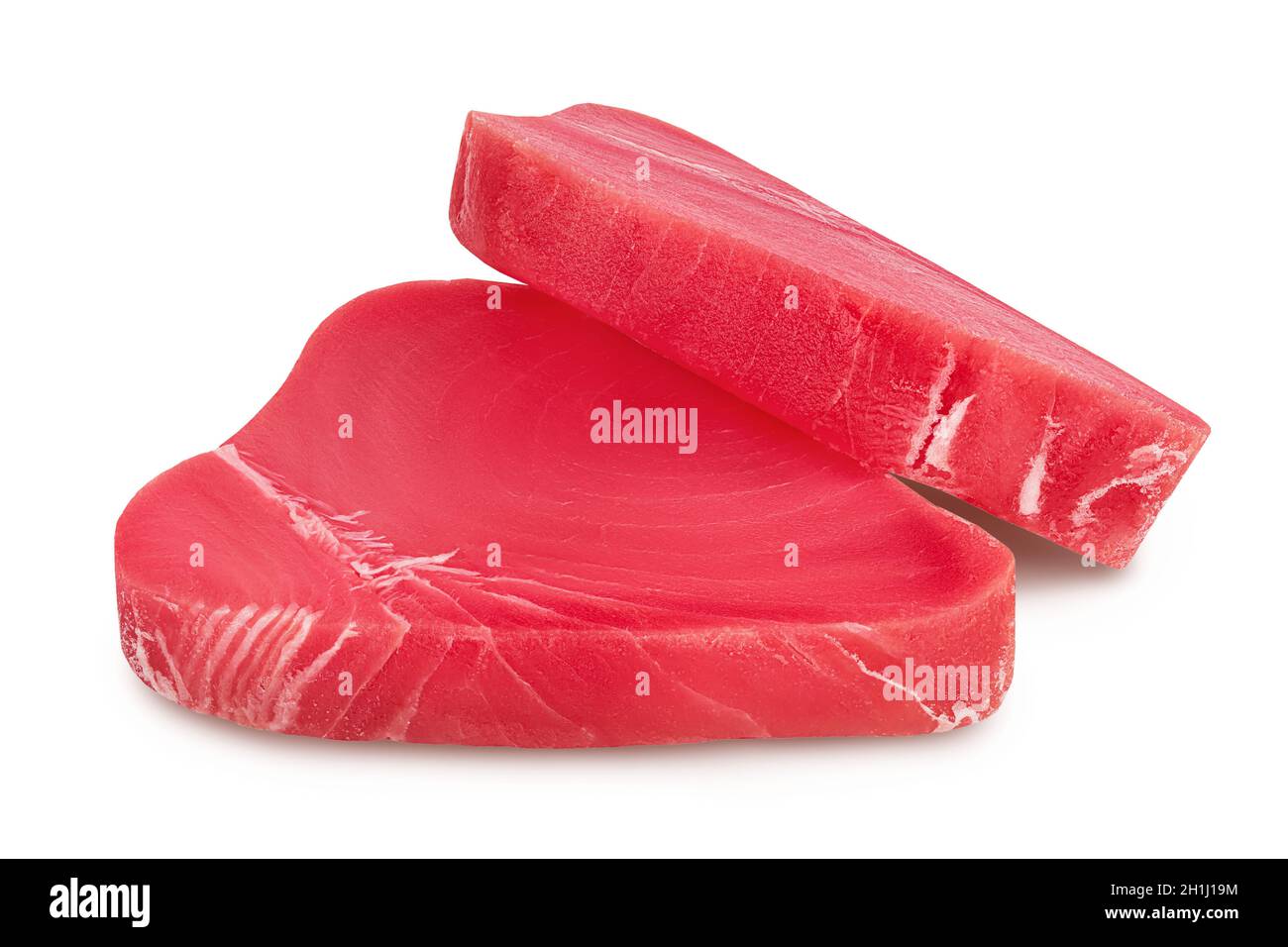 Fresh tuna fish fillet steak isolated on white background with clipping ...