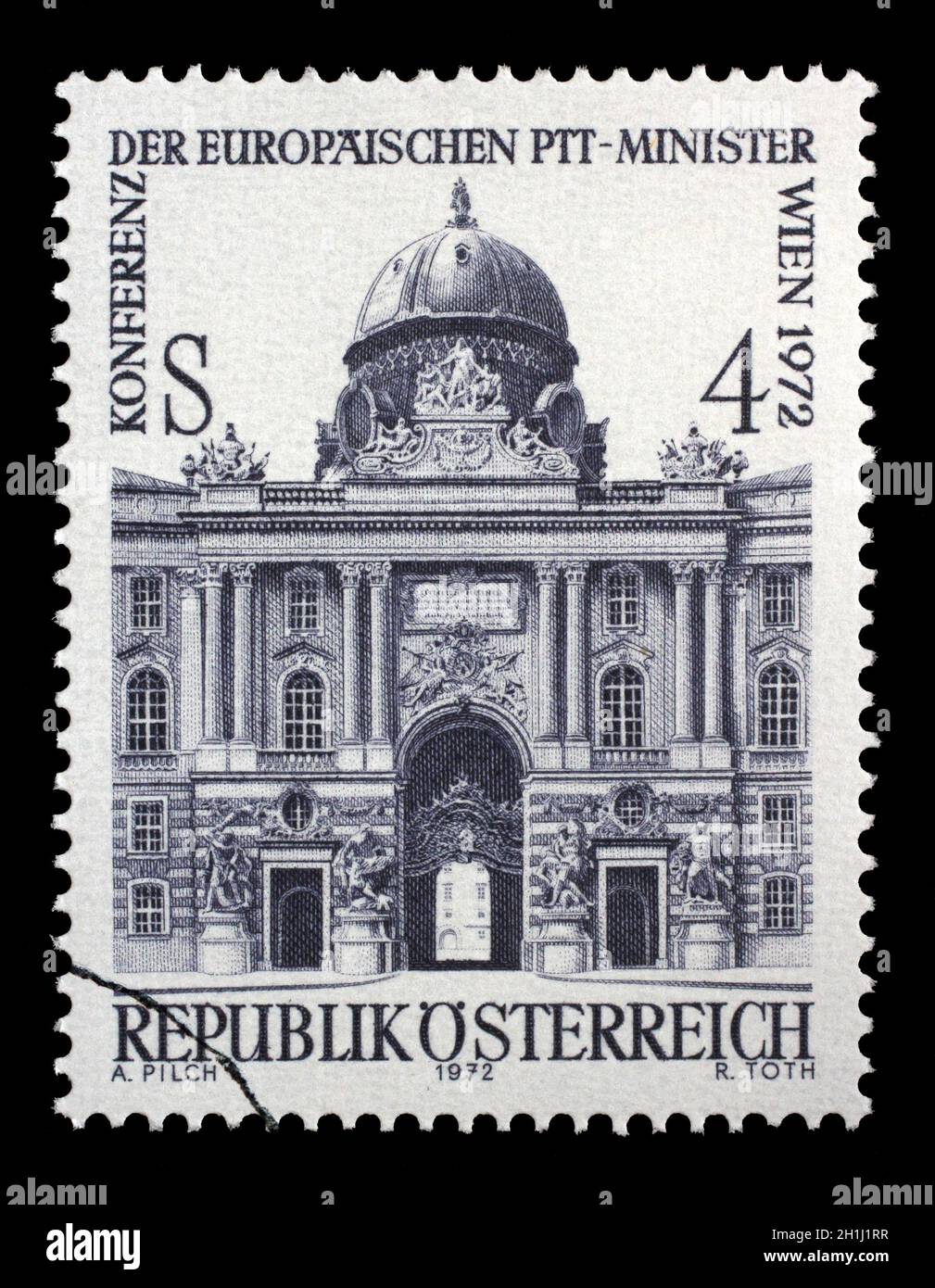 Stamp issued in the Austria shows Conference of the European PTT ...