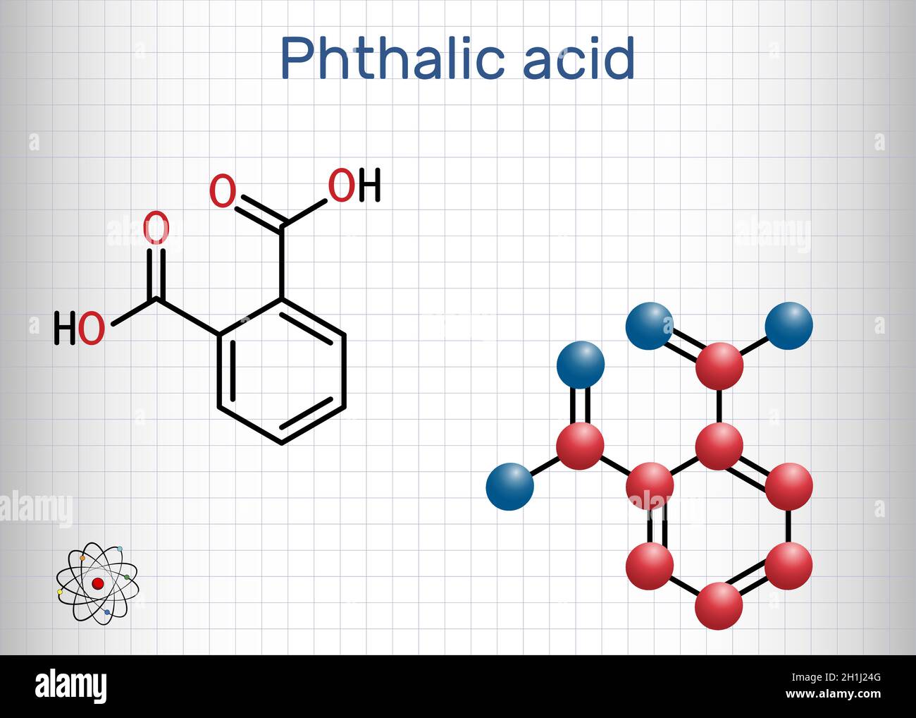 Phthalic acid, benzenedicarboxylic acid molecule. It is aromatic ...