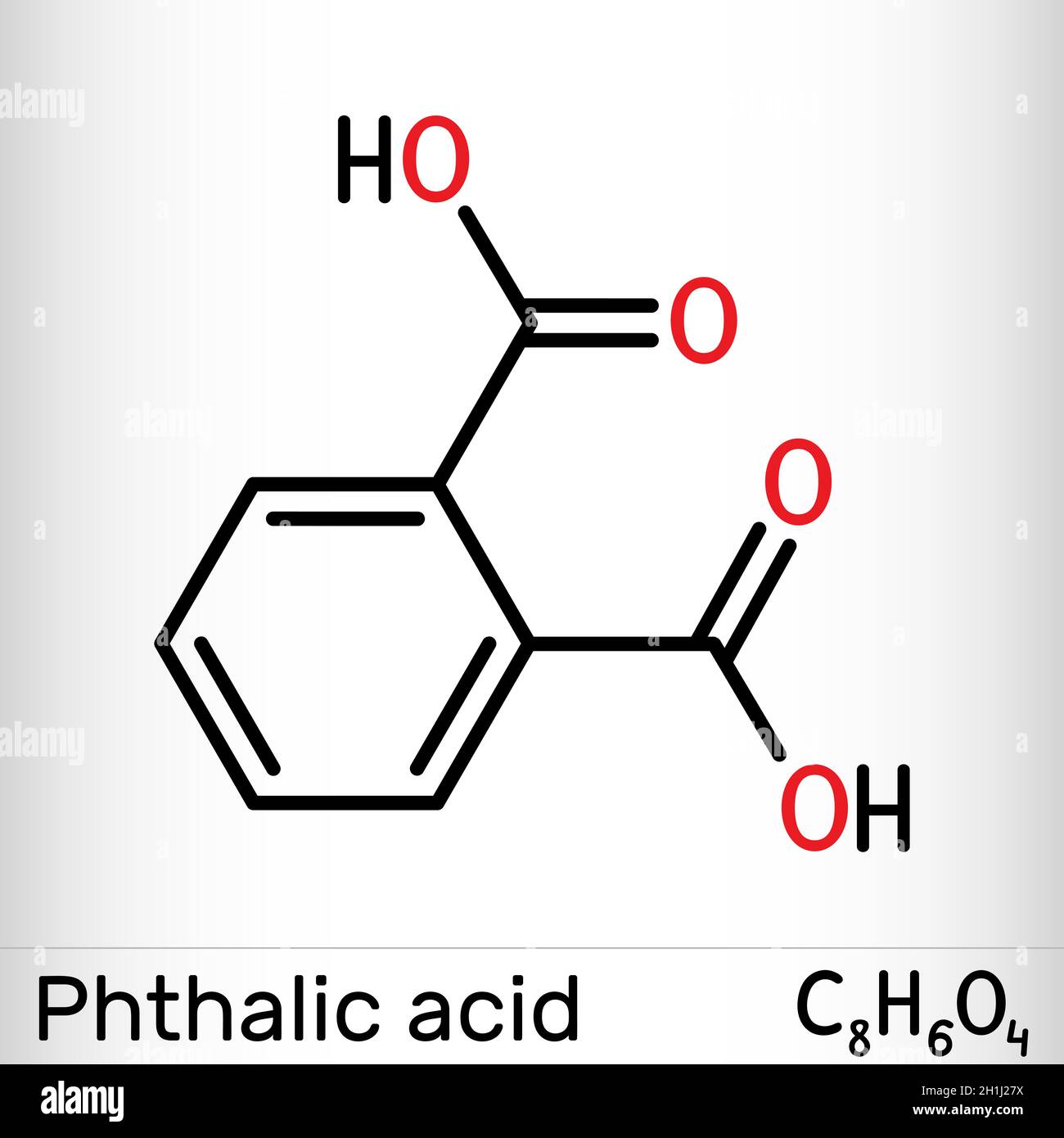 Phthalic acid, benzenedicarboxylic acid molecule. It is aromatic dicarboxylic acid. Skeletal ...