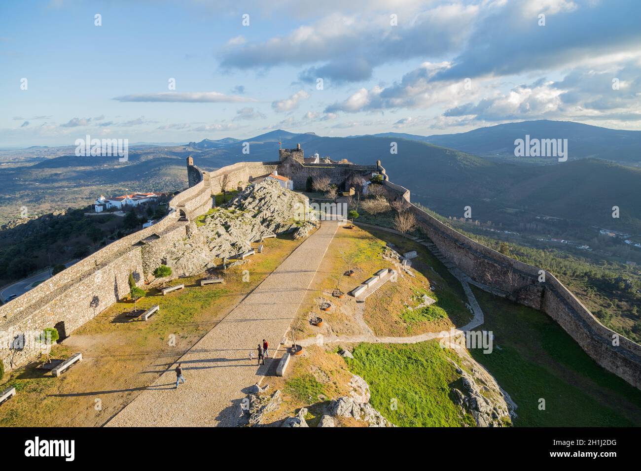 Marvao, Portugal - July 09, 2019. Pathway in the central courtyard ...