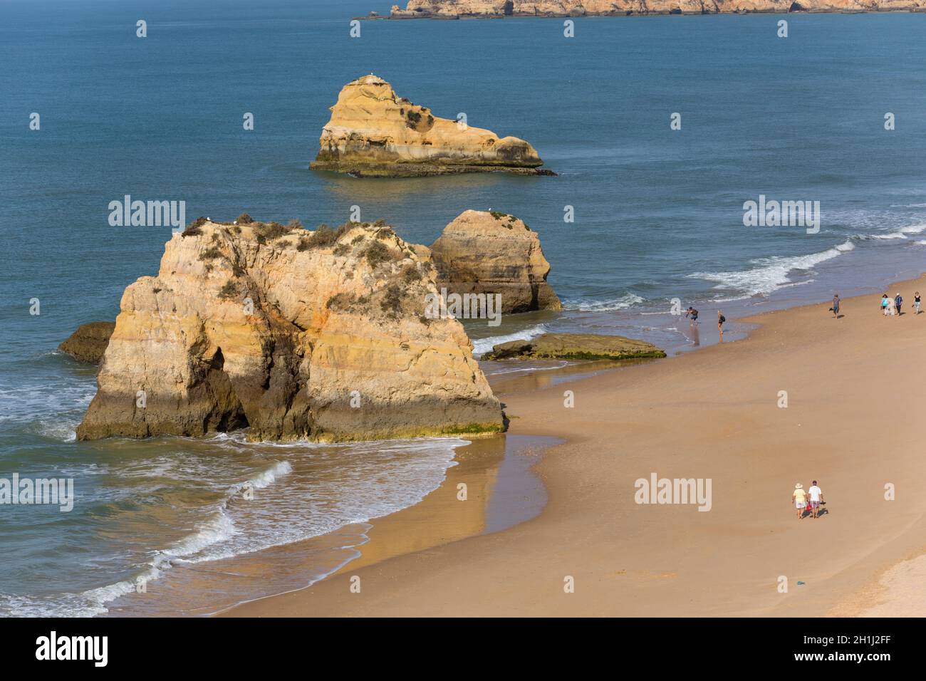 PRAIA DA ROCHA, PORTUGAL - APRIL 23, 2017: People at the famous beach ...