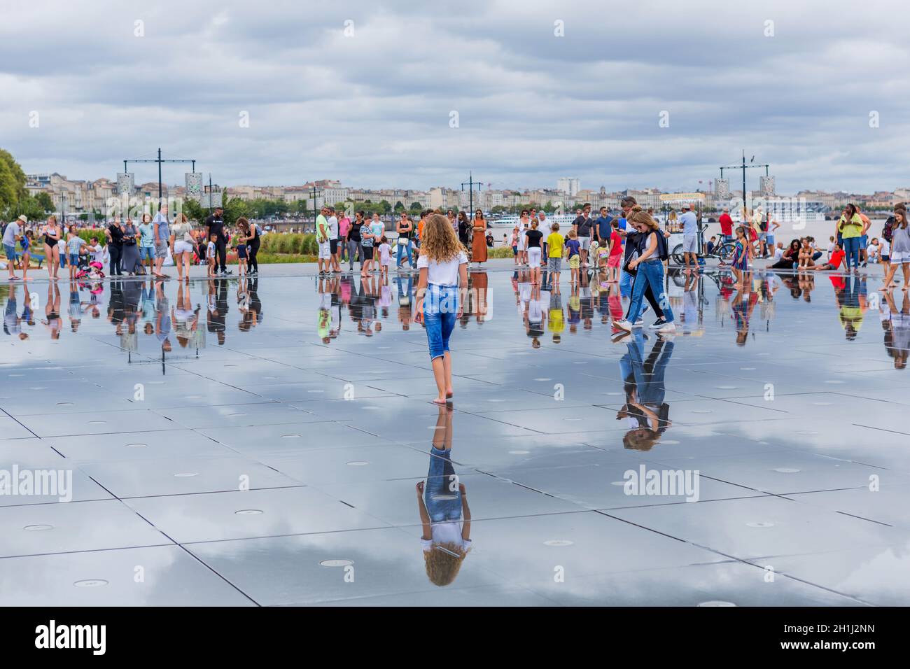 BORDEAUX, FRANCE - AUGUST 11: The Famous Bordeaux water mirror full of ...